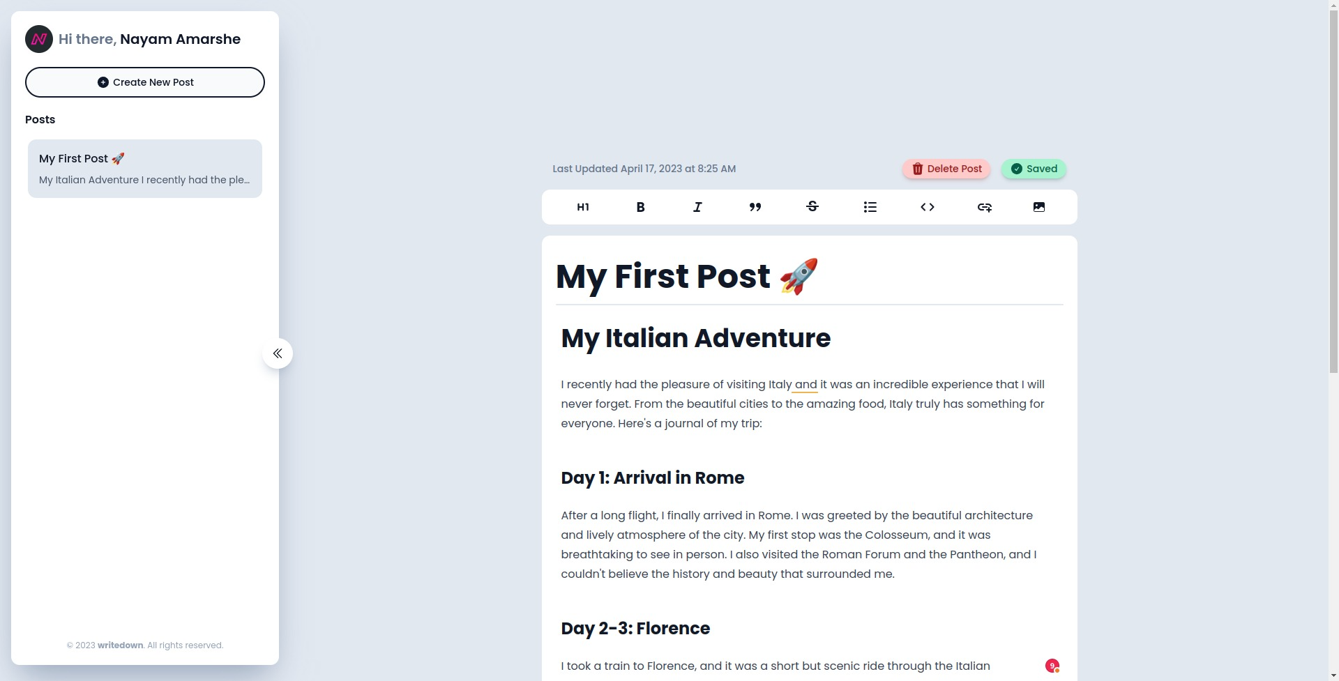 Writedown Screenshot